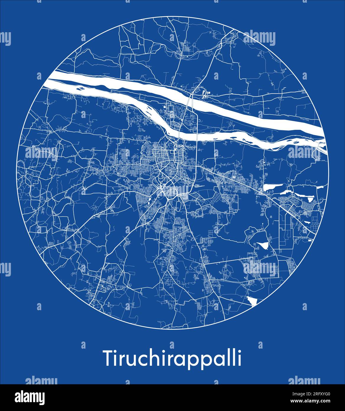City Map Tiruchirappalli India Asia blue print round Circle vector ...