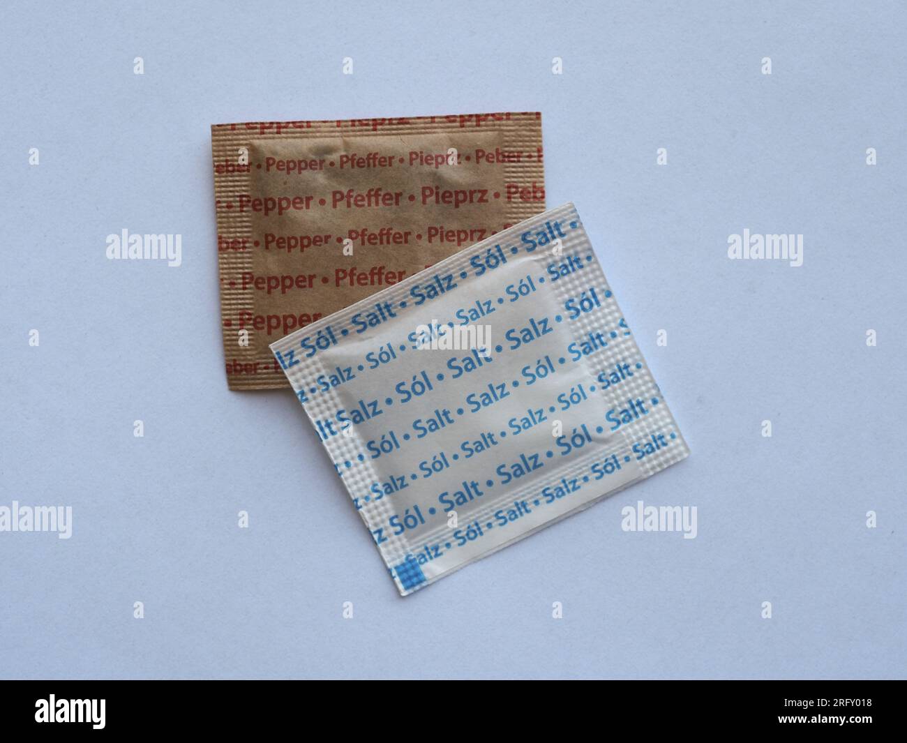 salt and pepper sachets for individual portions at pub or restaurant ...