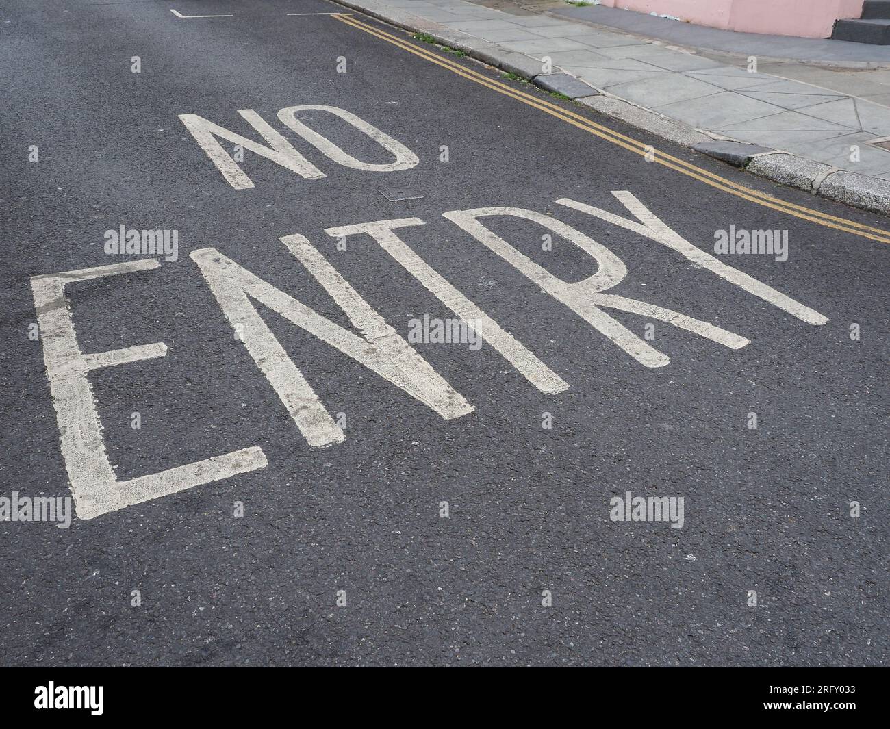 no entry traffic sign on a road Stock Photo - Alamy
