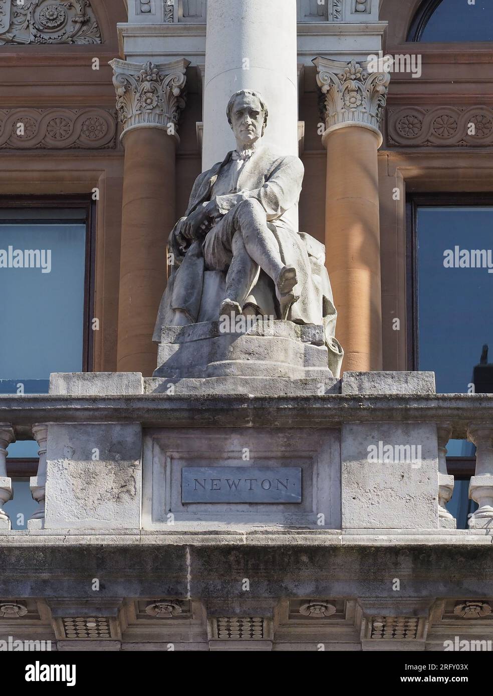 LONDON, UK - JUNE 07, 2023: Isaac Newton statue at the Royal Academy of Arts by sculptor Sir ...