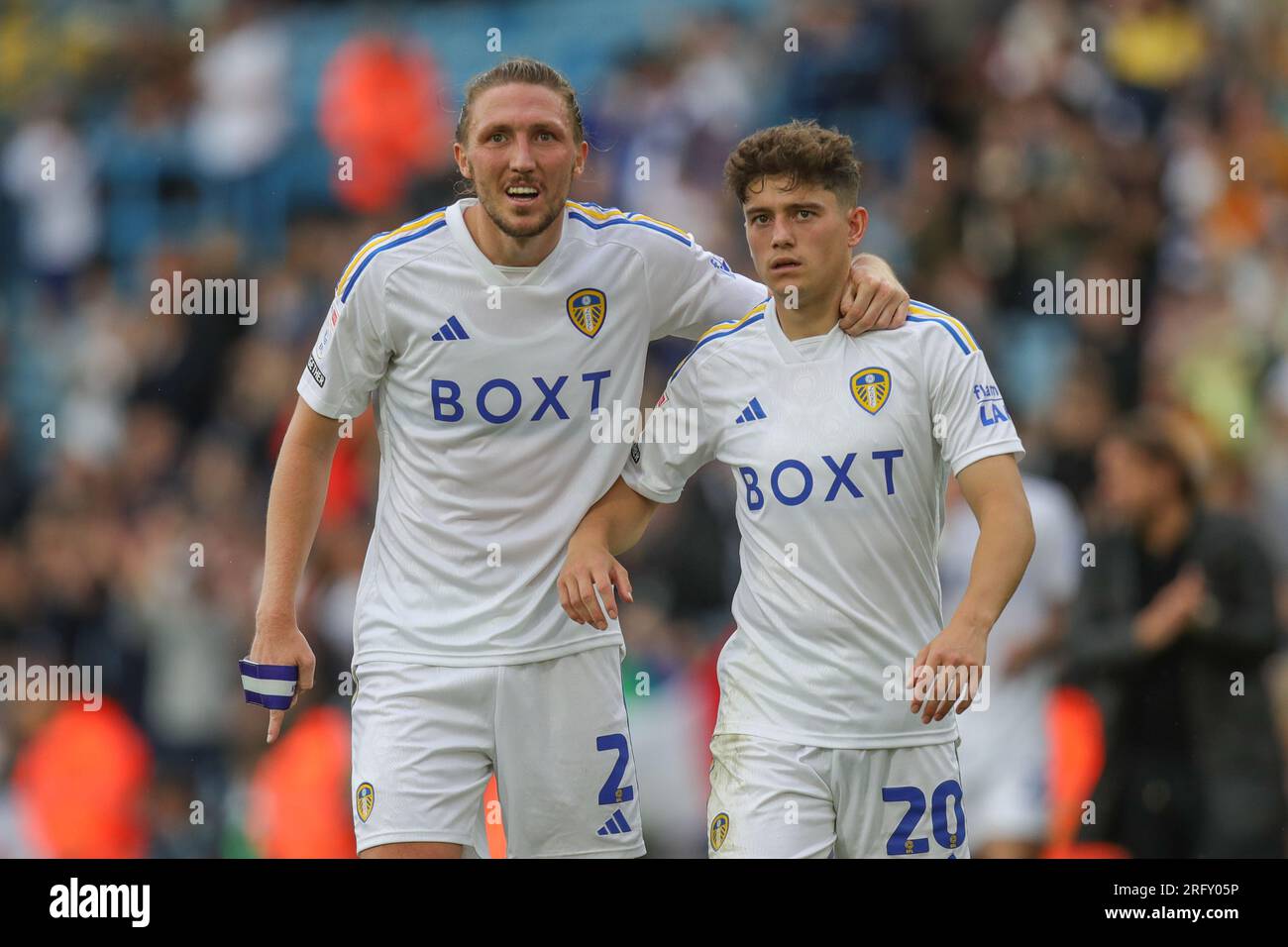 Luke Ayling #2 of Leeds United and Daniel James #20 of Leeds United ...