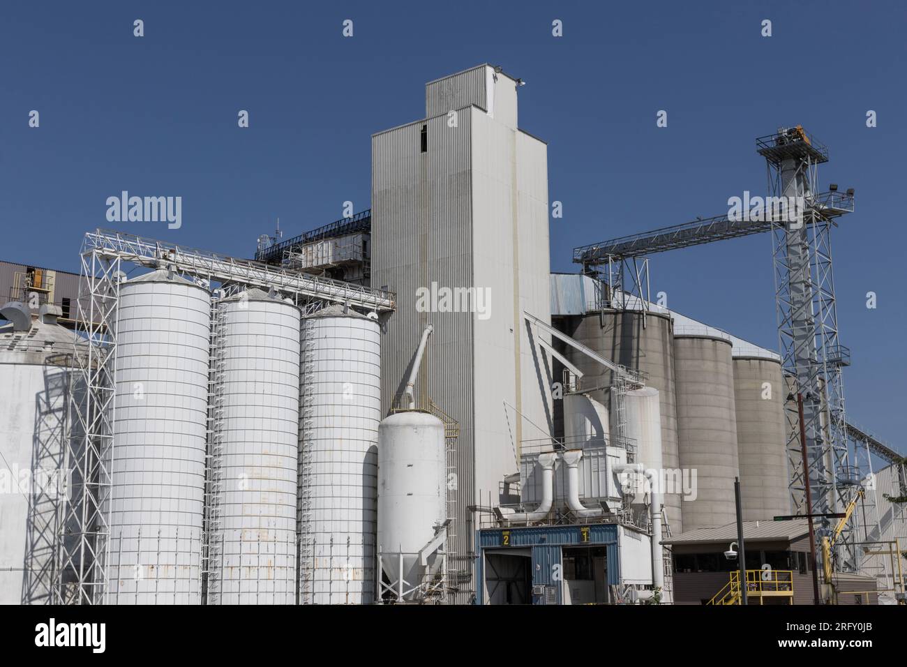 Grain processing plant in rural mid-west USA. Used for processing corn ...