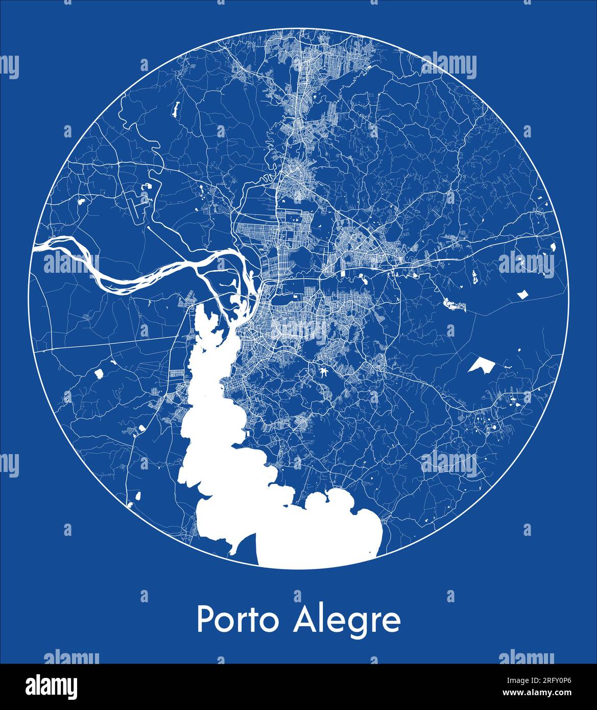 City Map Porto Alegre Brazil South America blue print round Circle ...