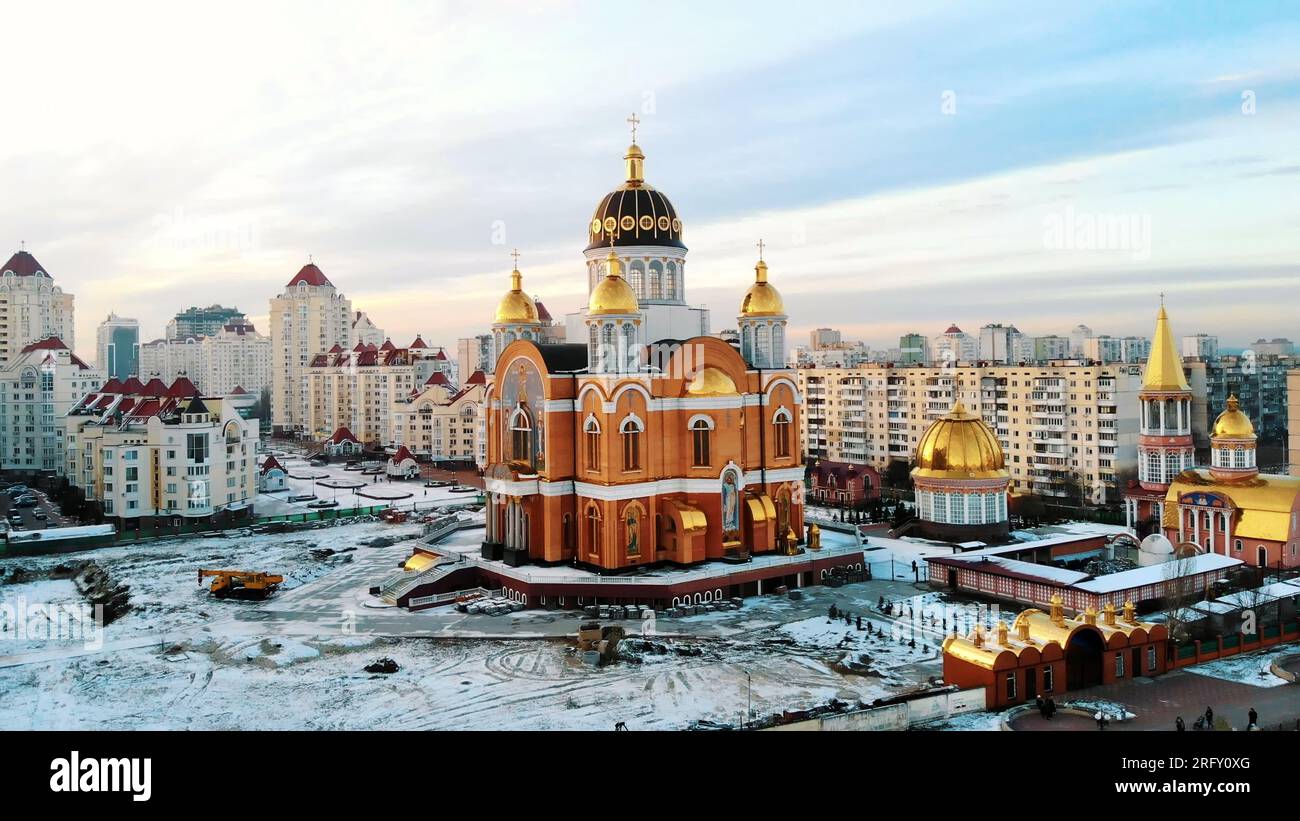 KIEV, KYIV , UKRAINE - NOVEMBER 18, 2018 : Aerial view of city ...