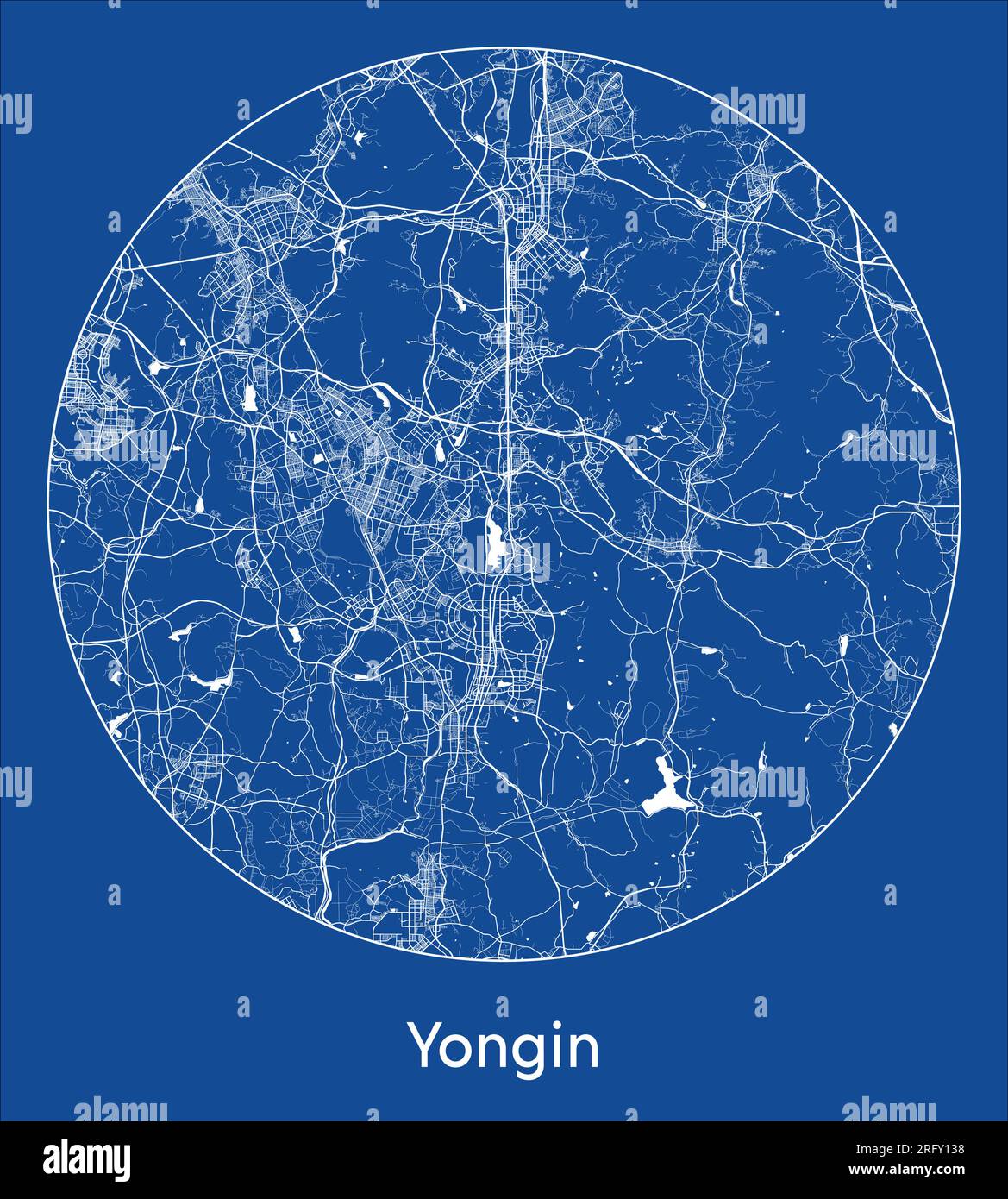 City Map Yongin South Korea Asia blue print round Circle vector ...