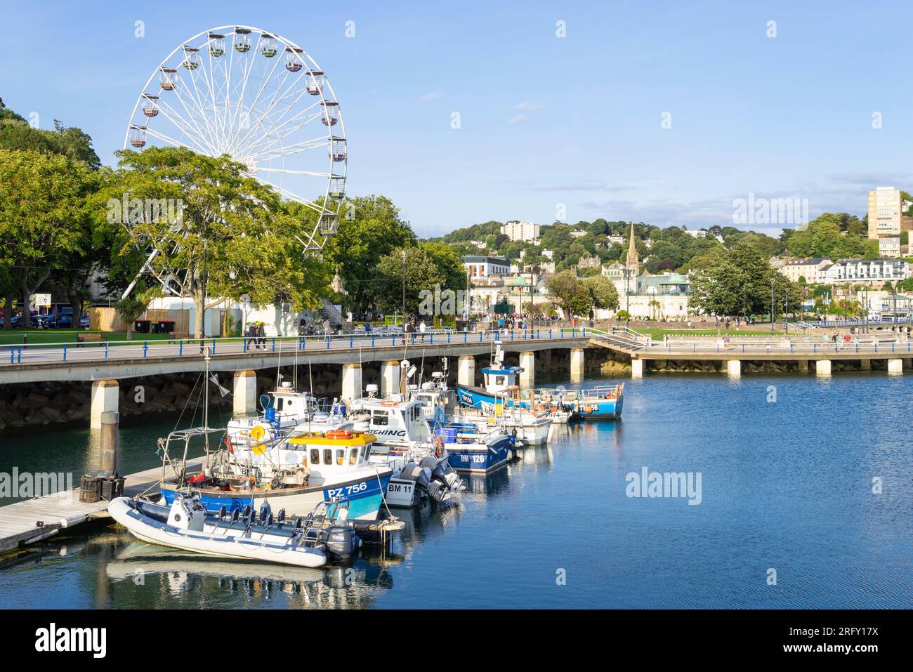 Torquay devon Fishing boats moored at Princess Parade moorings at ...