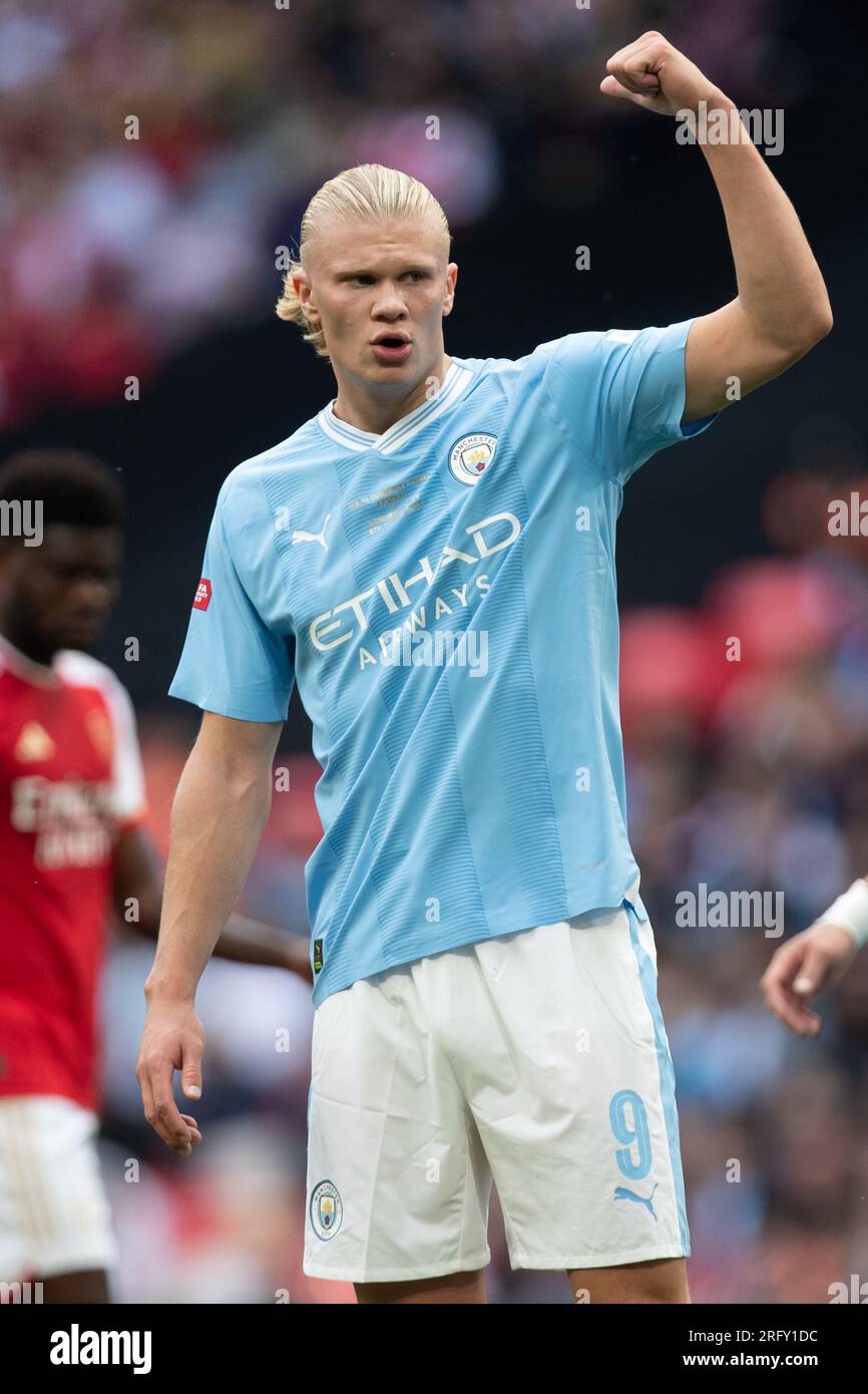Erling Haaland of Manchester City gestures during the FA Community ...
