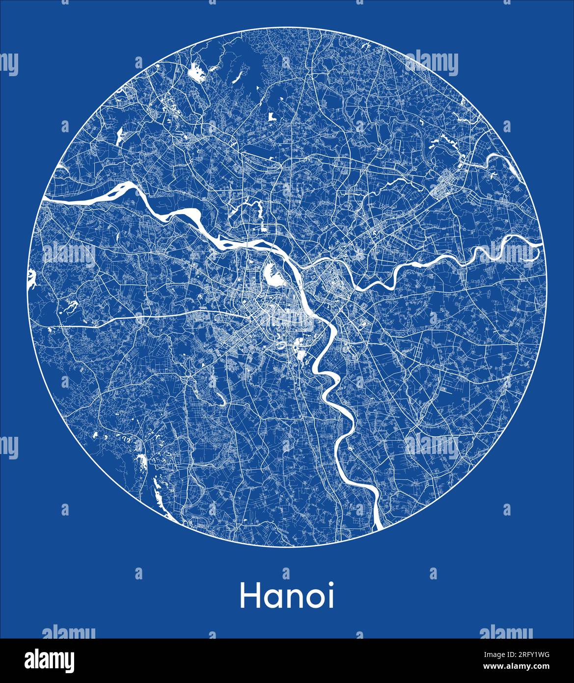 City Map Hanoi Vietnam Asia blue print round Circle vector illustration ...