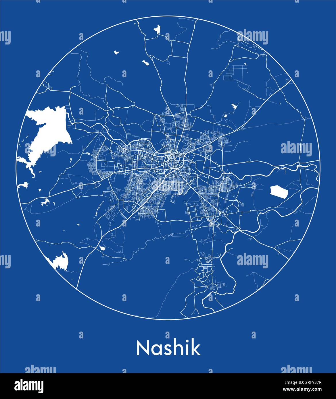 City Map Nashik India Asia blue print round Circle vector illustration ...