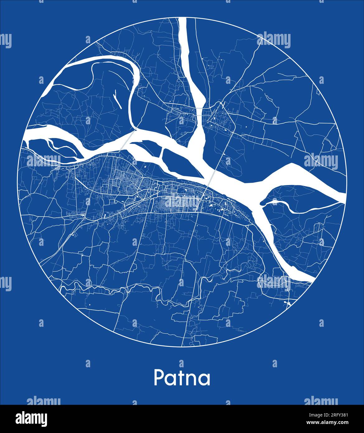 City Map Patna India Asia blue print round Circle vector illustration ...