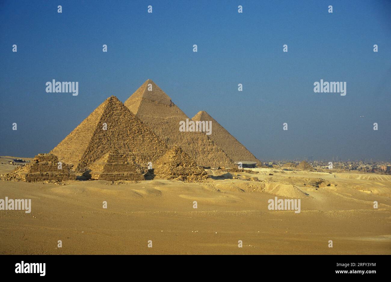The pyramids of giza near the city of Cairo at the capital of Egypt in ...