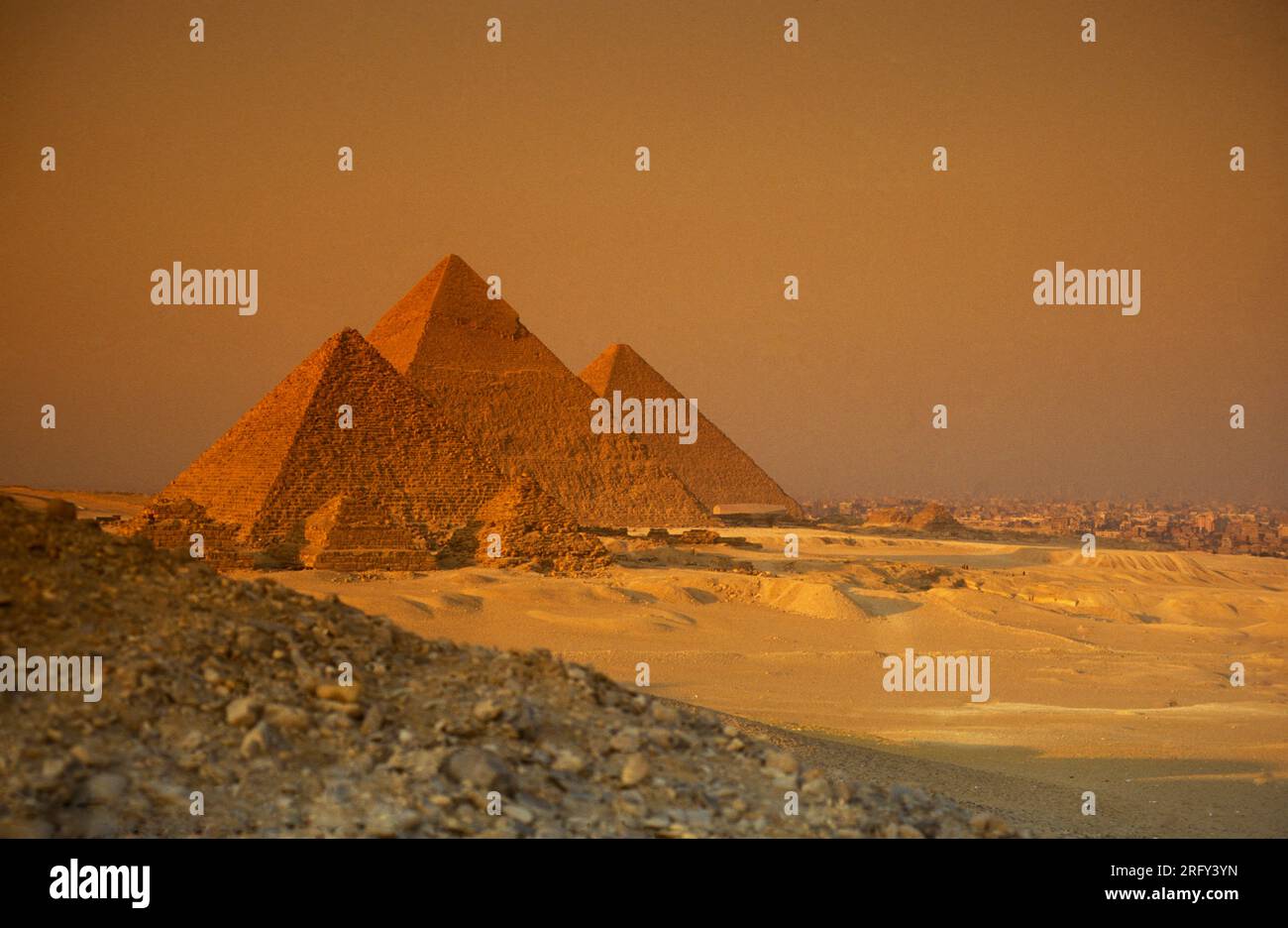 The pyramids of giza near the city of Cairo at the capital of Egypt in ...