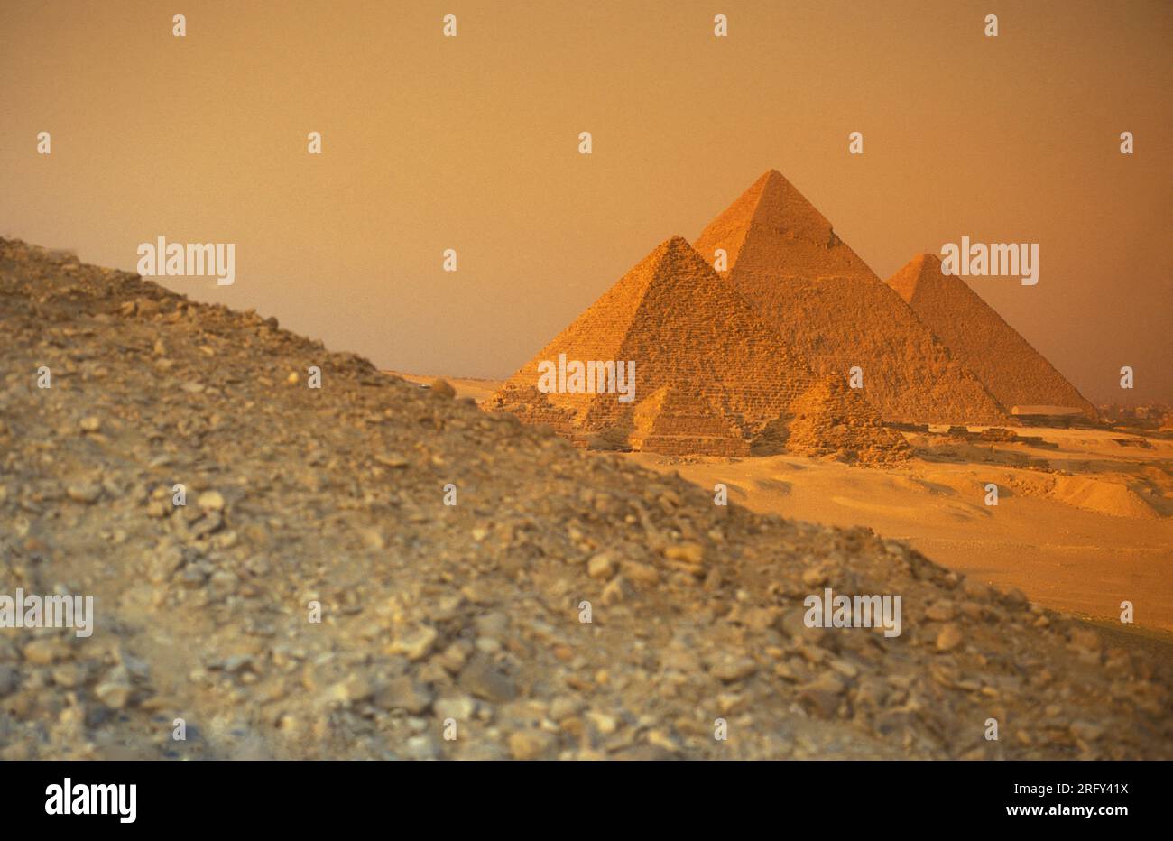 The pyramids of giza near the city of Cairo at the capital of Egypt in ...