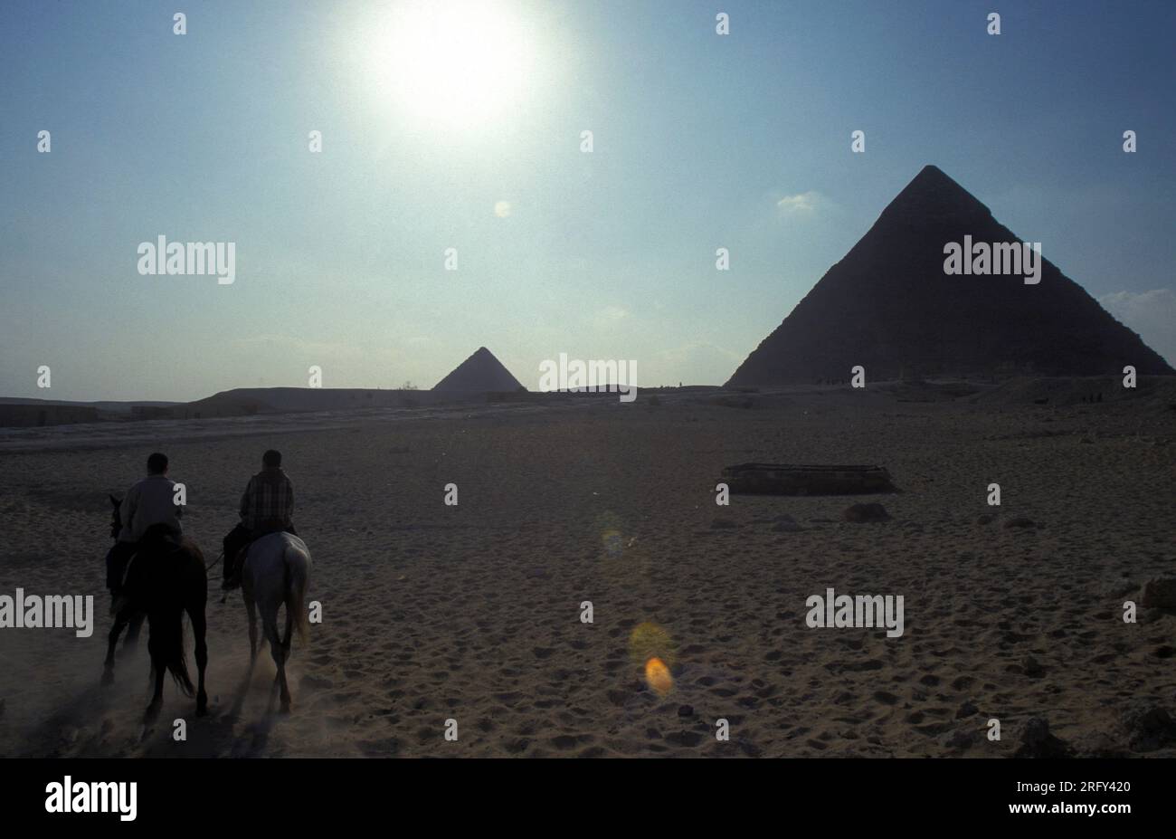 The pyramids of giza near the city of Cairo at the capital of Egypt in ...