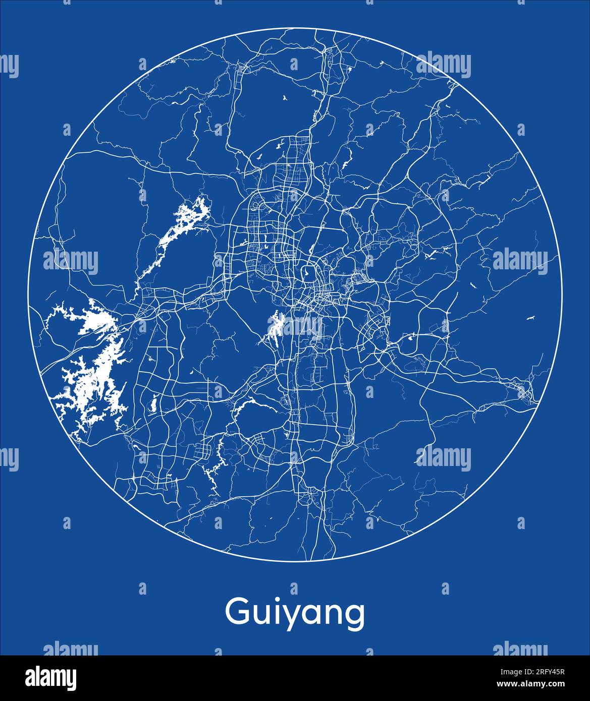 City Map Guiyang China Asia blue print round Circle vector illustration Stock Vector Image & Art ...