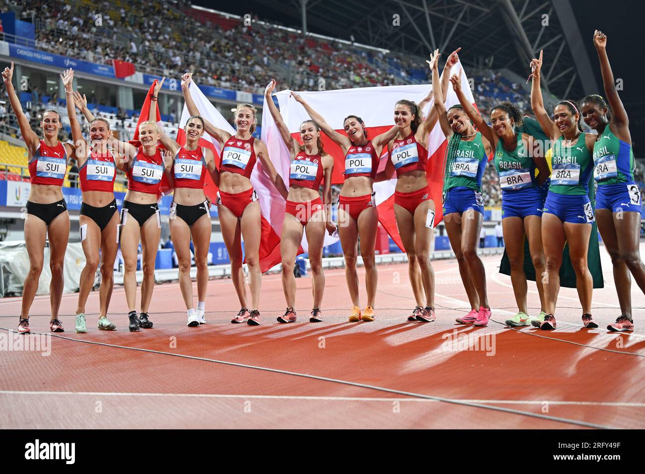 Chengdu, China's Sichuan Province. 6th Aug, 2023. Athletes of team ...