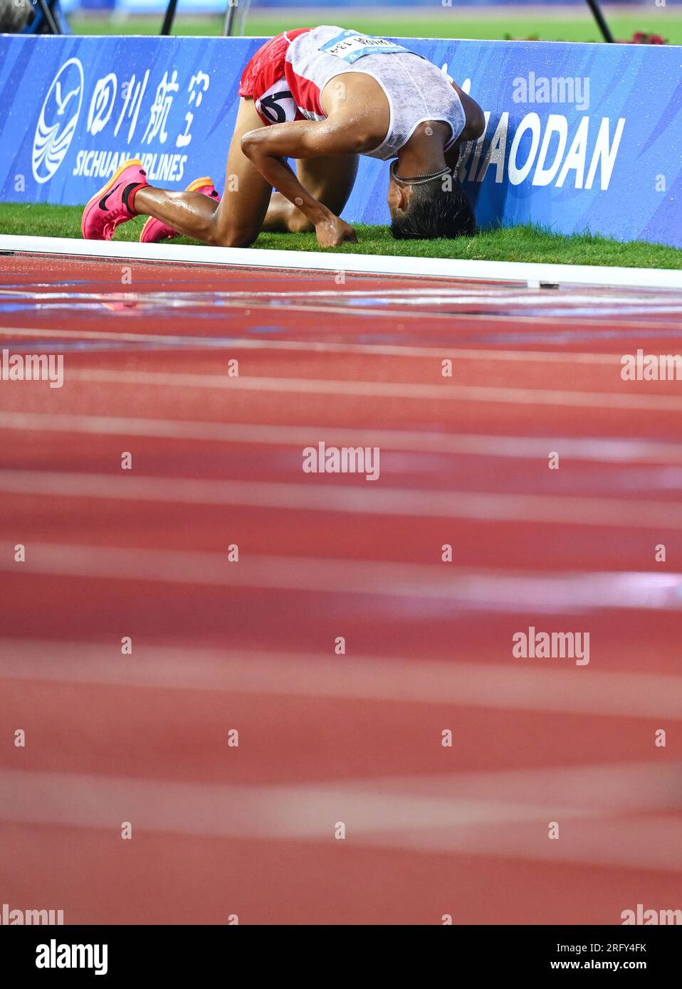 Chengdu, China's Sichuan Province. 5th Aug, 2023. Yasuhara Taiyo of Japan reacts after the ...