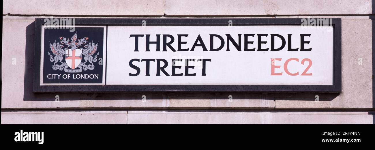 Threadneedle Street Sign London Stock Photo - Alamy