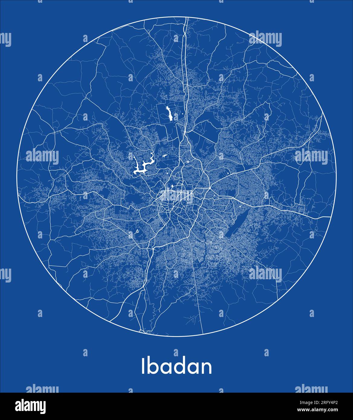 City Map Ibadan Nigeria Africa blue print round Circle vector ...