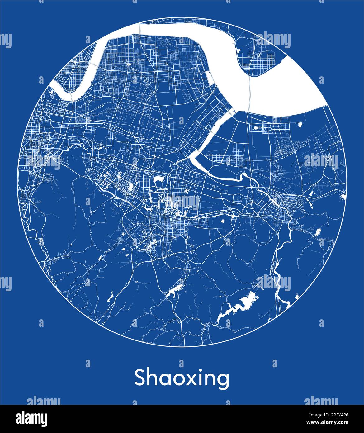 City Map Shaoxing China Asia blue print round Circle vector illustration Stock Vector Image ...