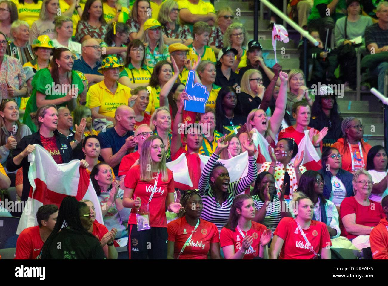 England fans in the stands during the 2023 Netball World Cup final at ...