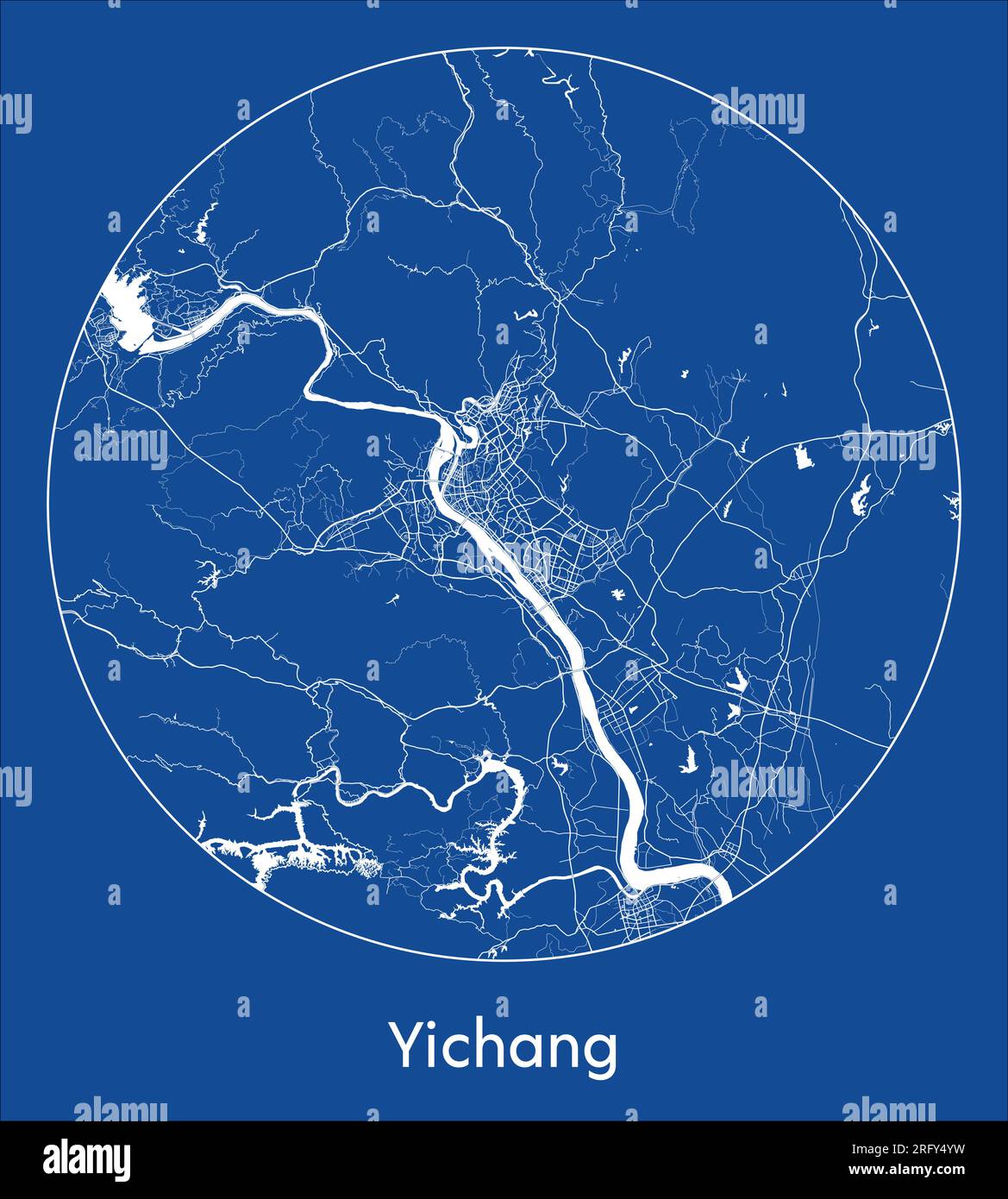 City Map Yichang China Asia blue print round Circle vector illustration Stock Vector Image & Art ...