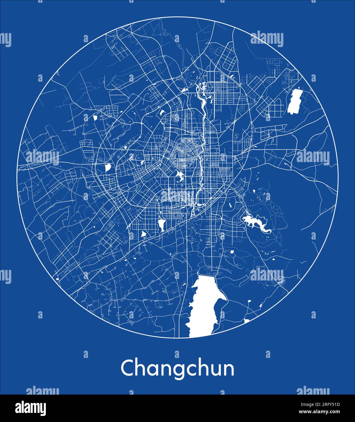 City Map Changchun China Asia blue print round Circle vector illustration Stock Vector Image ...
