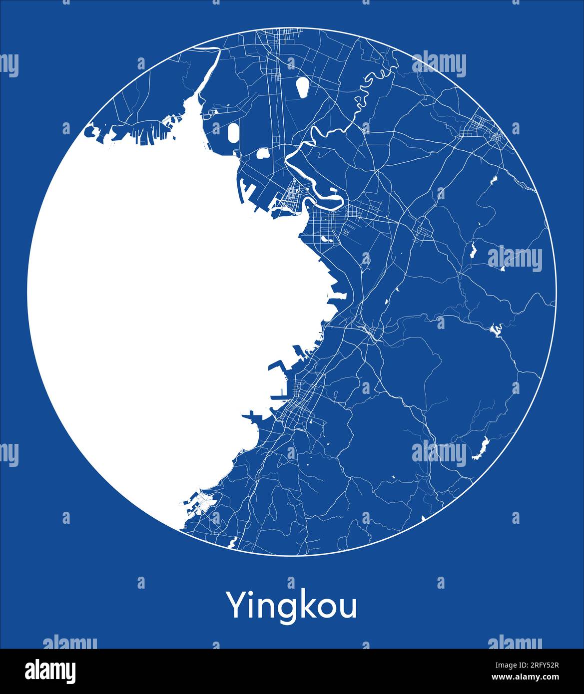 City Map Yingkou China Asia blue print round Circle vector illustration Stock Vector Image & Art ...