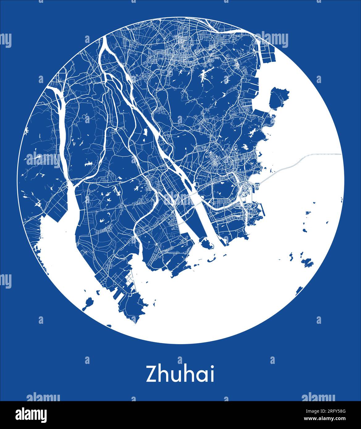 City Map Zhuhai China Asia blue print round Circle vector illustration Stock Vector Image & Art ...