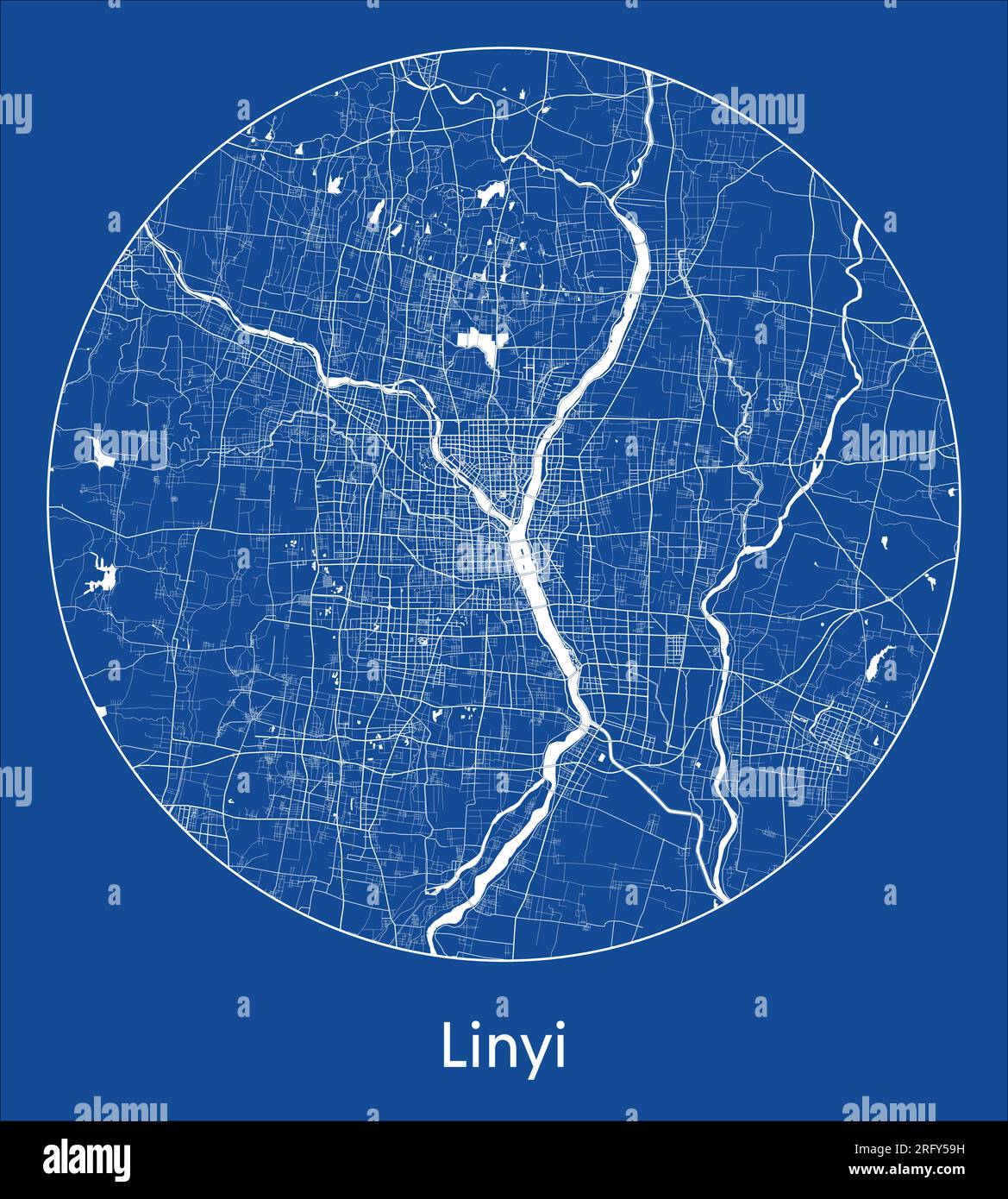 City Map Linyi China Asia blue print round Circle vector illustration Stock Vector Image & Art ...