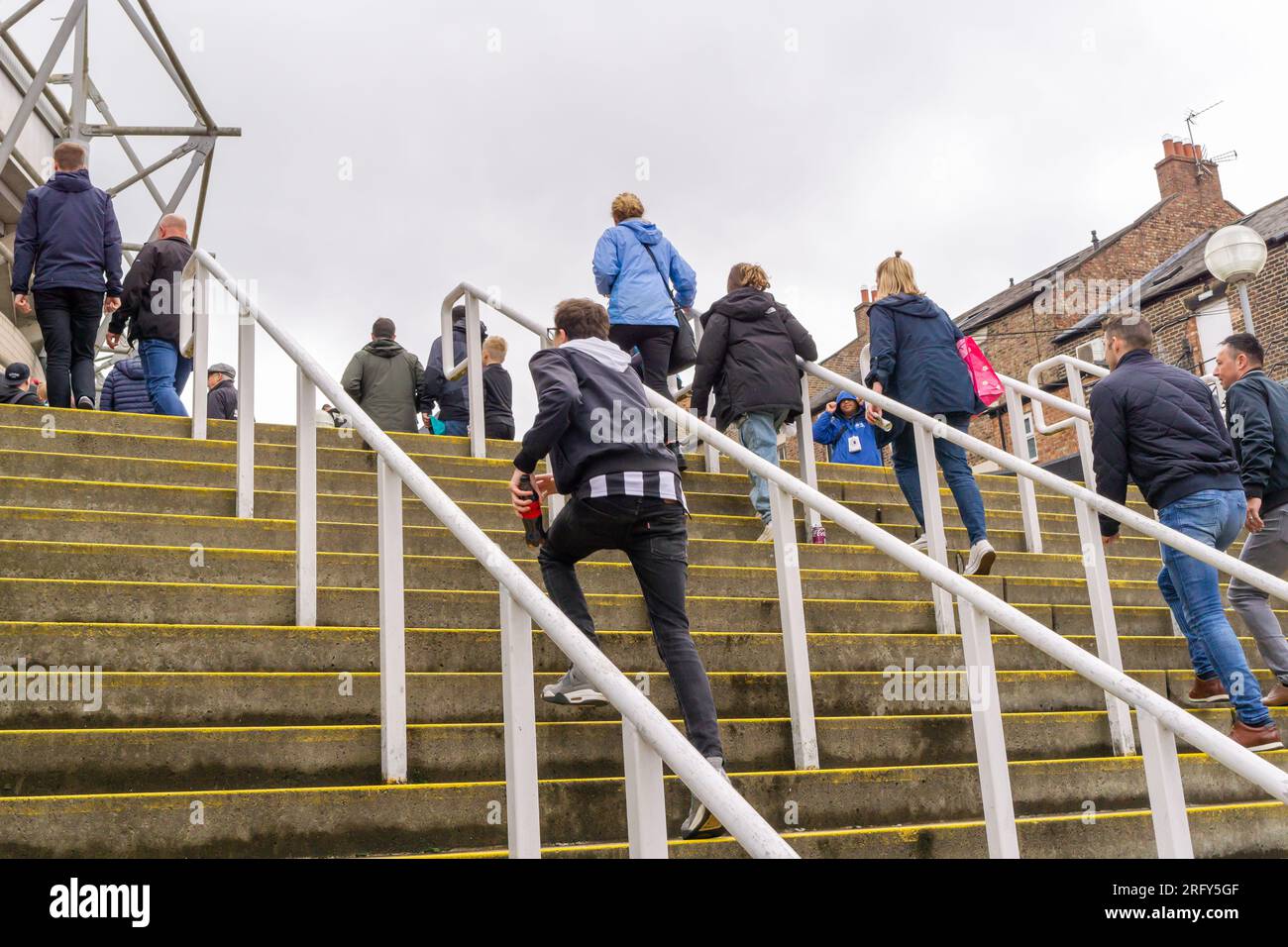 Football supporters outside St James Park stadium, home ground of ...