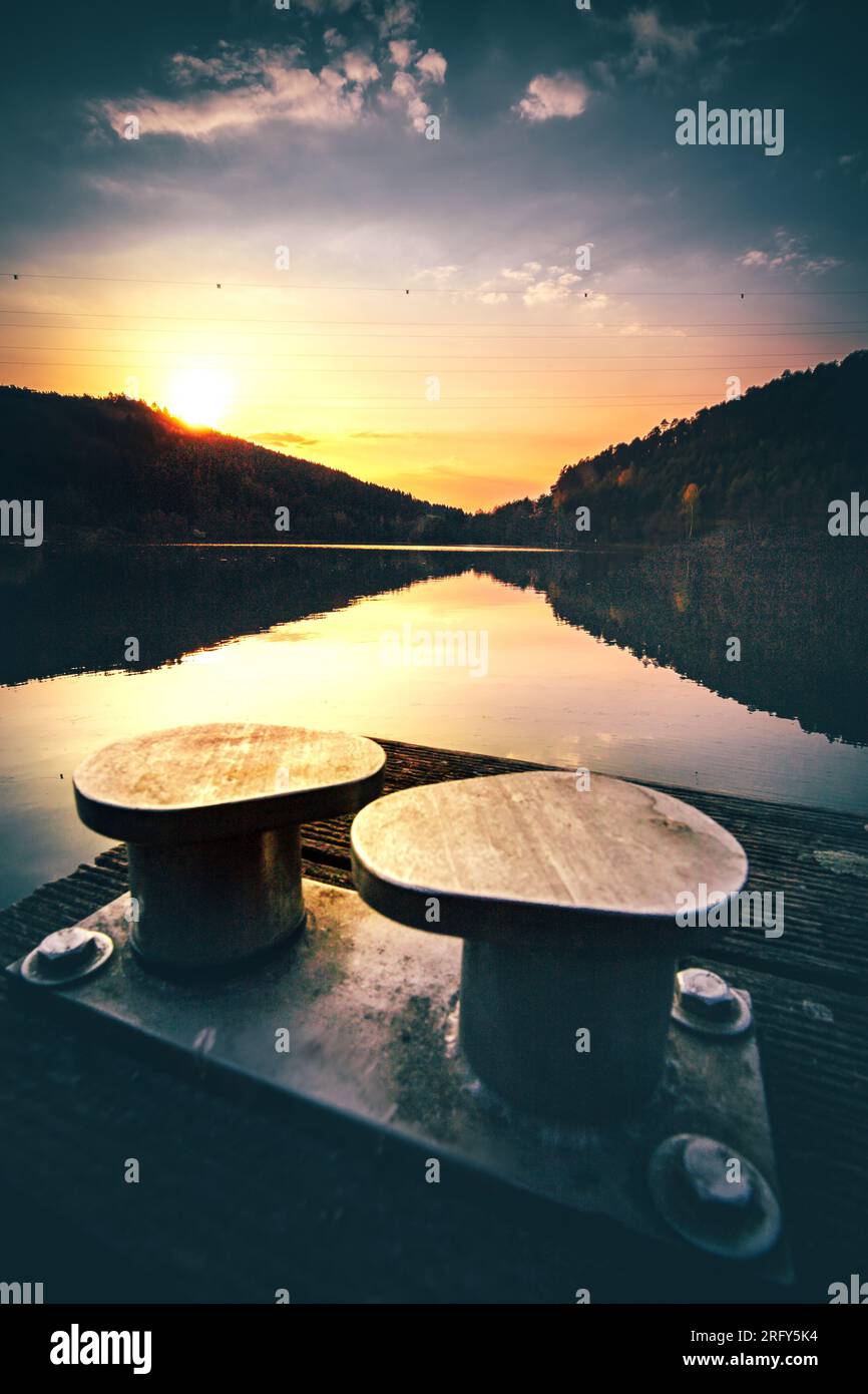 one of the most beautiful sunsets i have ever seen, a calm reservoir in ...