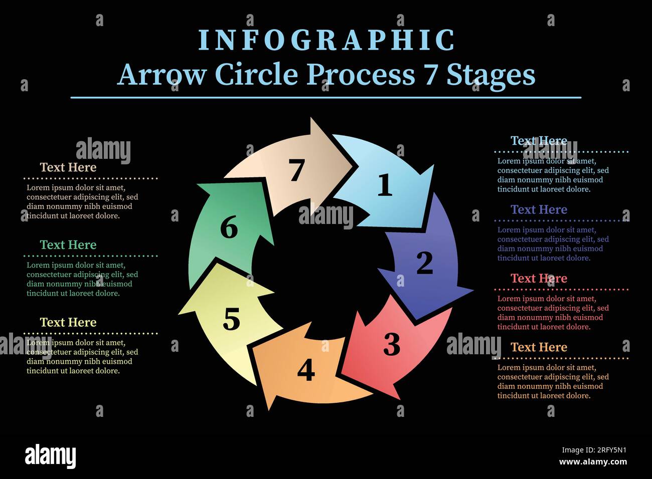 Vector circle infographic. Business concept with 7 arrow options, parts ...