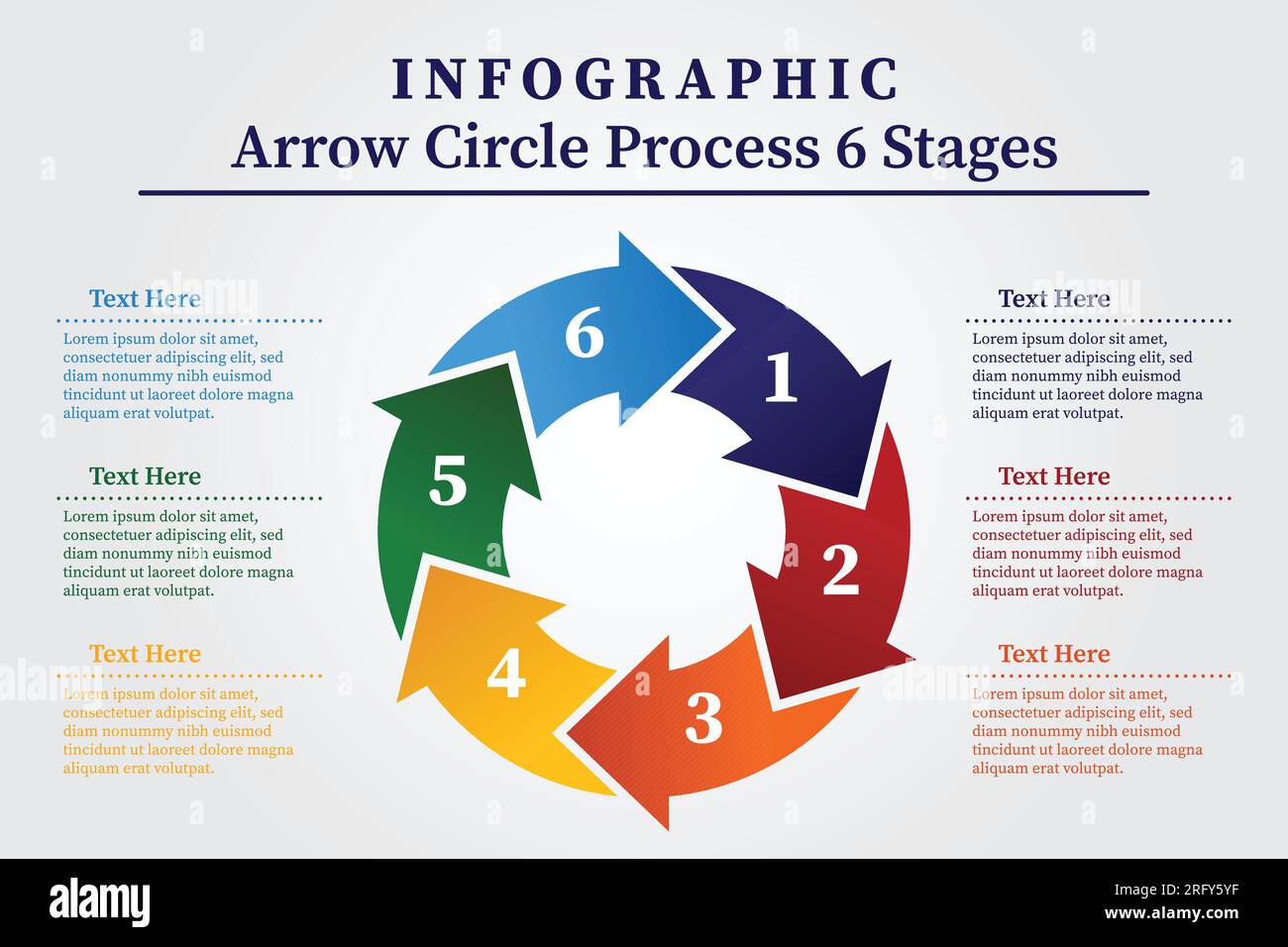 Vector circle infographic. Business concept with 6 arrow options, parts ...