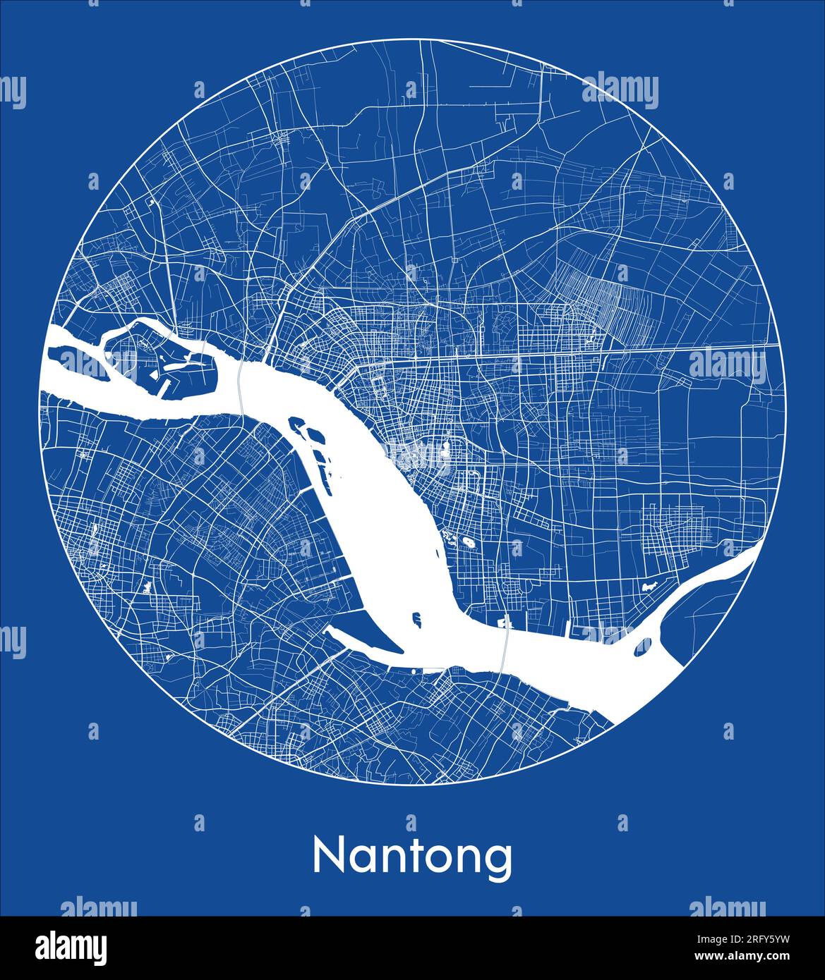 City Map Nantong China Asia blue print round Circle vector illustration Stock Vector Image & Art ...