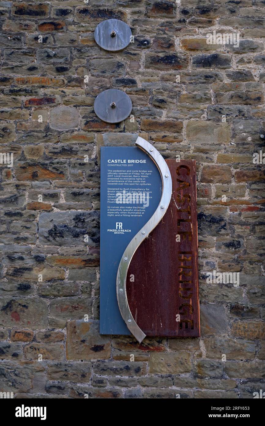 Wall sign and description for Castle Bridge - a modern curved bridge ...