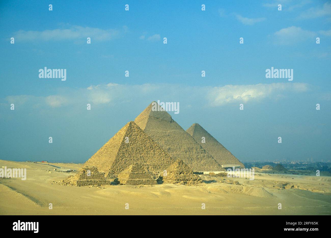The pyramids of giza near the city of Cairo at the capital of Egypt in ...