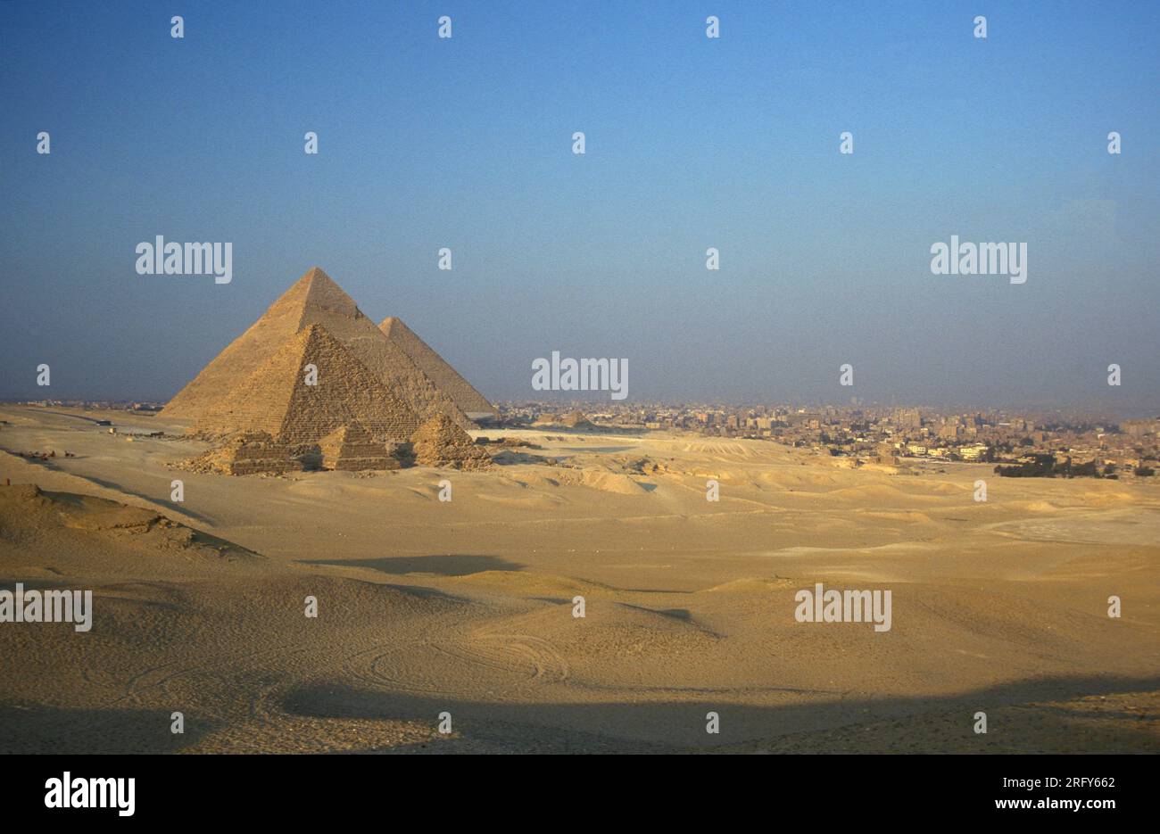 The pyramids of giza near the city of Cairo at the capital of Egypt in ...