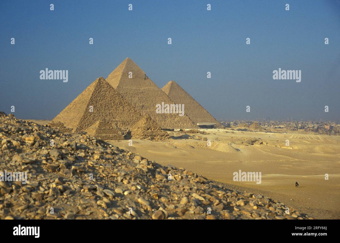 The pyramids of giza near the city of Cairo at the capital of Egypt in ...