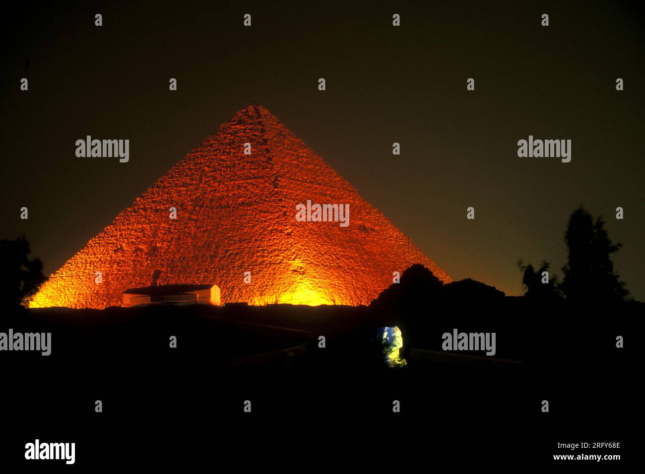 a Light Show at the pyramids of giza near the city of Cairo at the ...