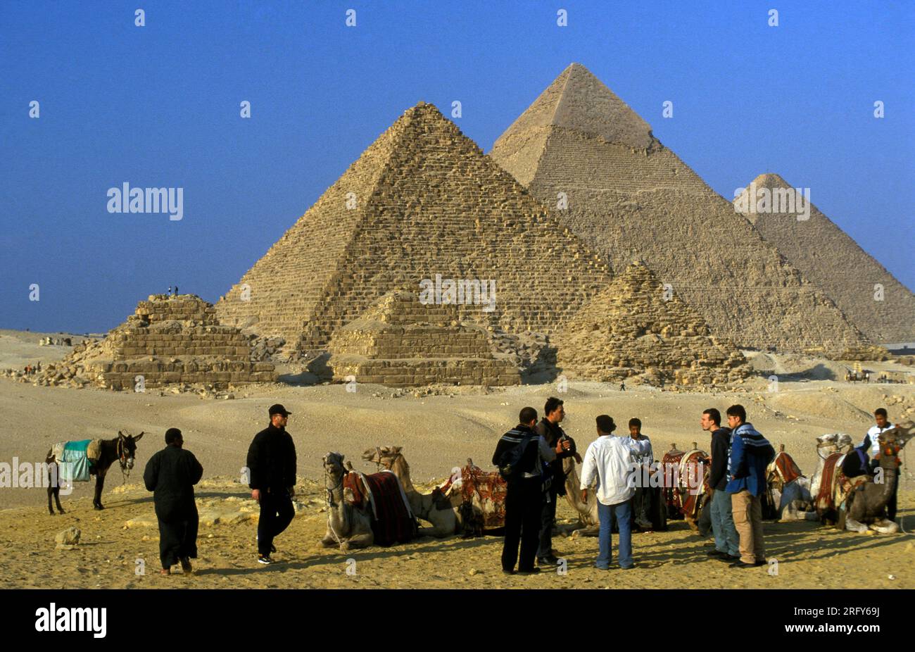 The pyramids of giza near the city of Cairo at the capital of Egypt in north africa. Egypt ...