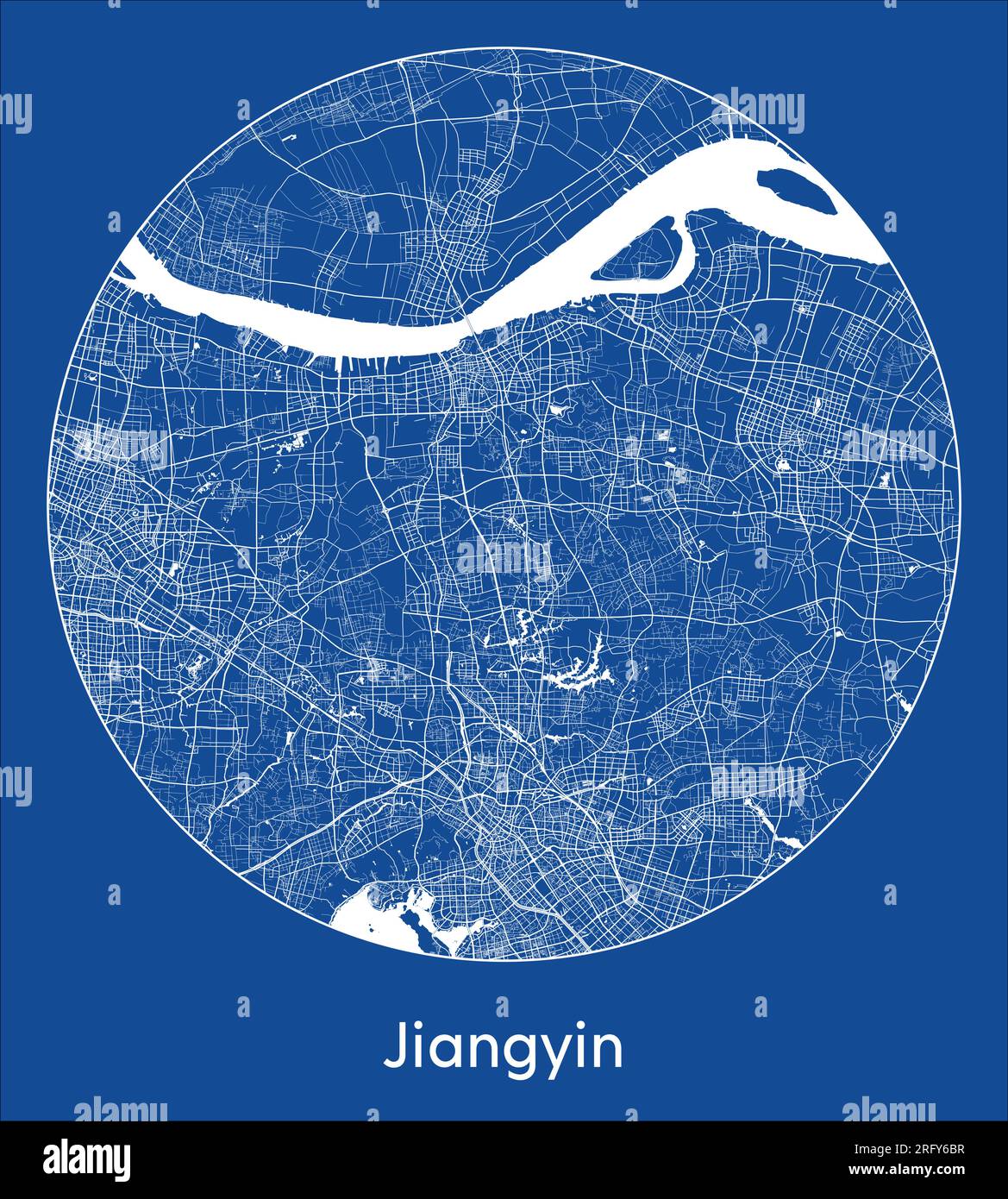 City Map Jiangyin China Asia blue print round Circle vector illustration Stock Vector Image ...