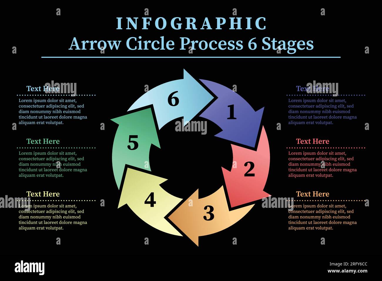 Vector circle infographic. Business concept with 6 arrow options, parts ...