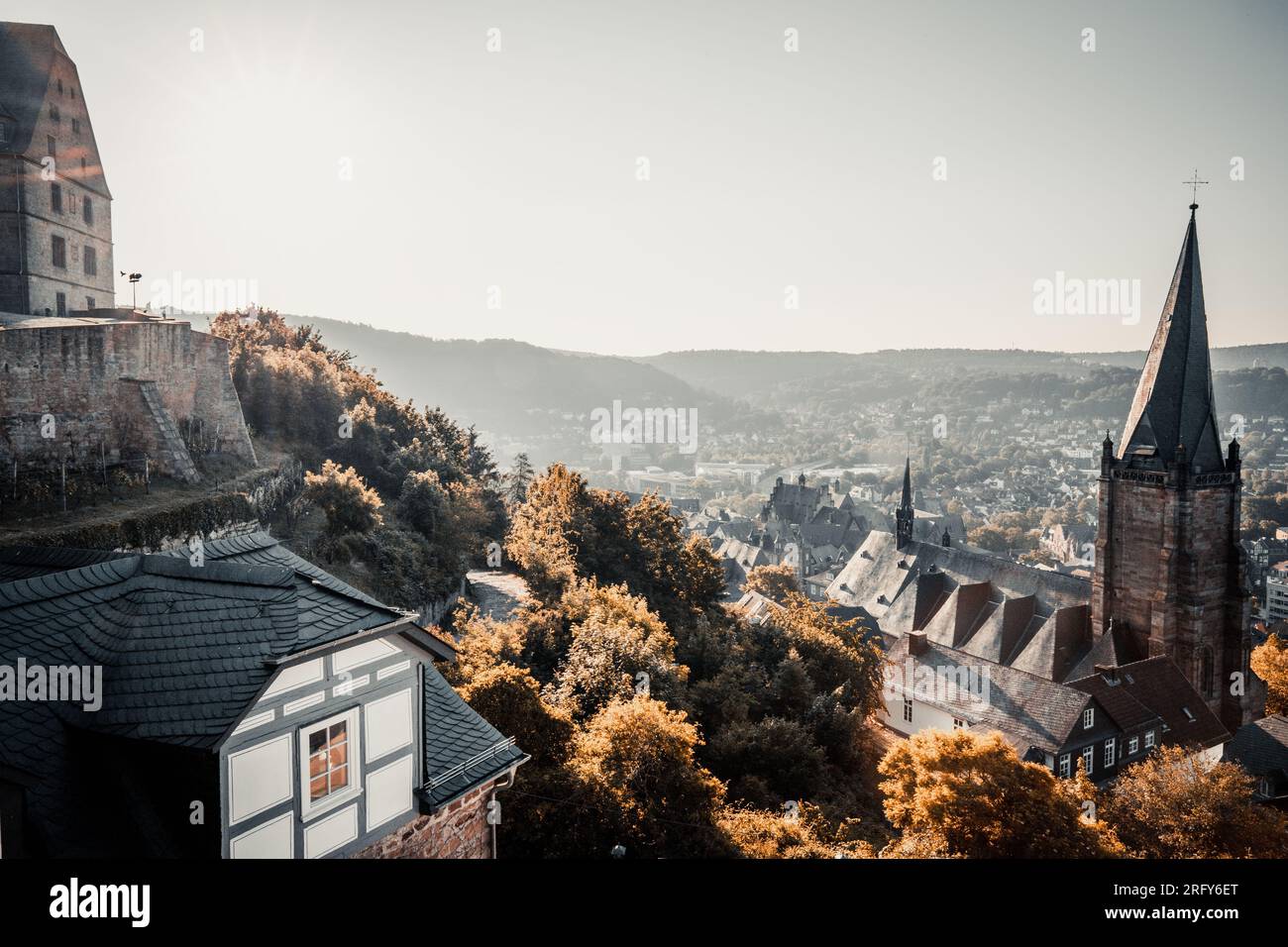 The beautiful university town of Marburg an der Lahn. Great historic ...