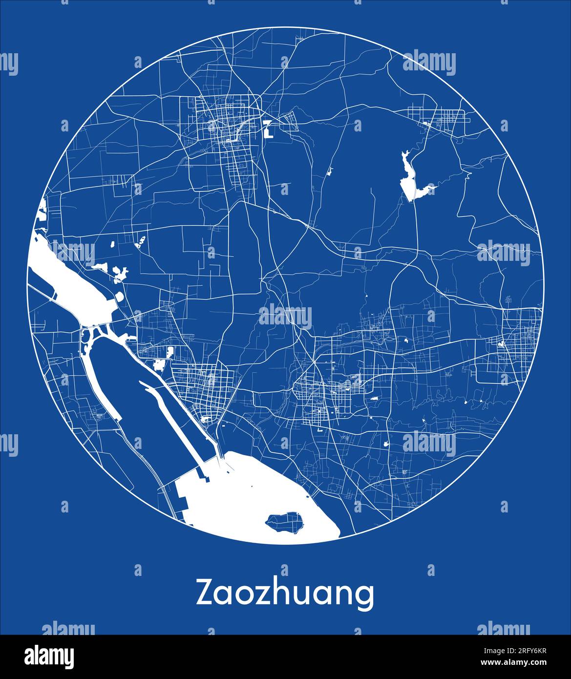 City Map Zaozhuang China Asia blue print round Circle vector illustration Stock Vector Image ...