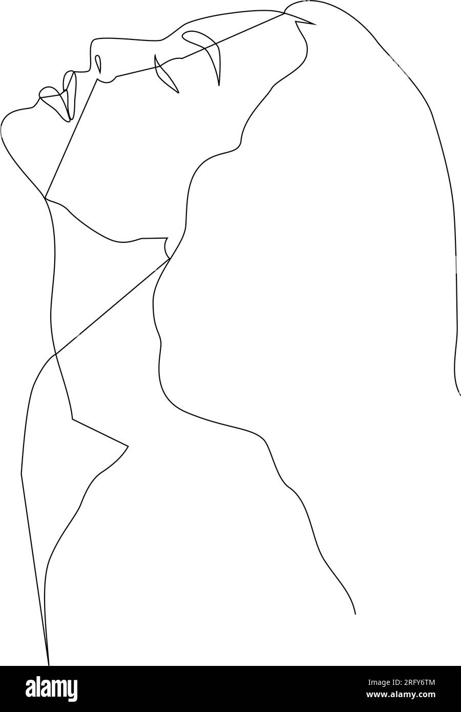 Portrait along the lines. Fashionable linear portrait of a young ...