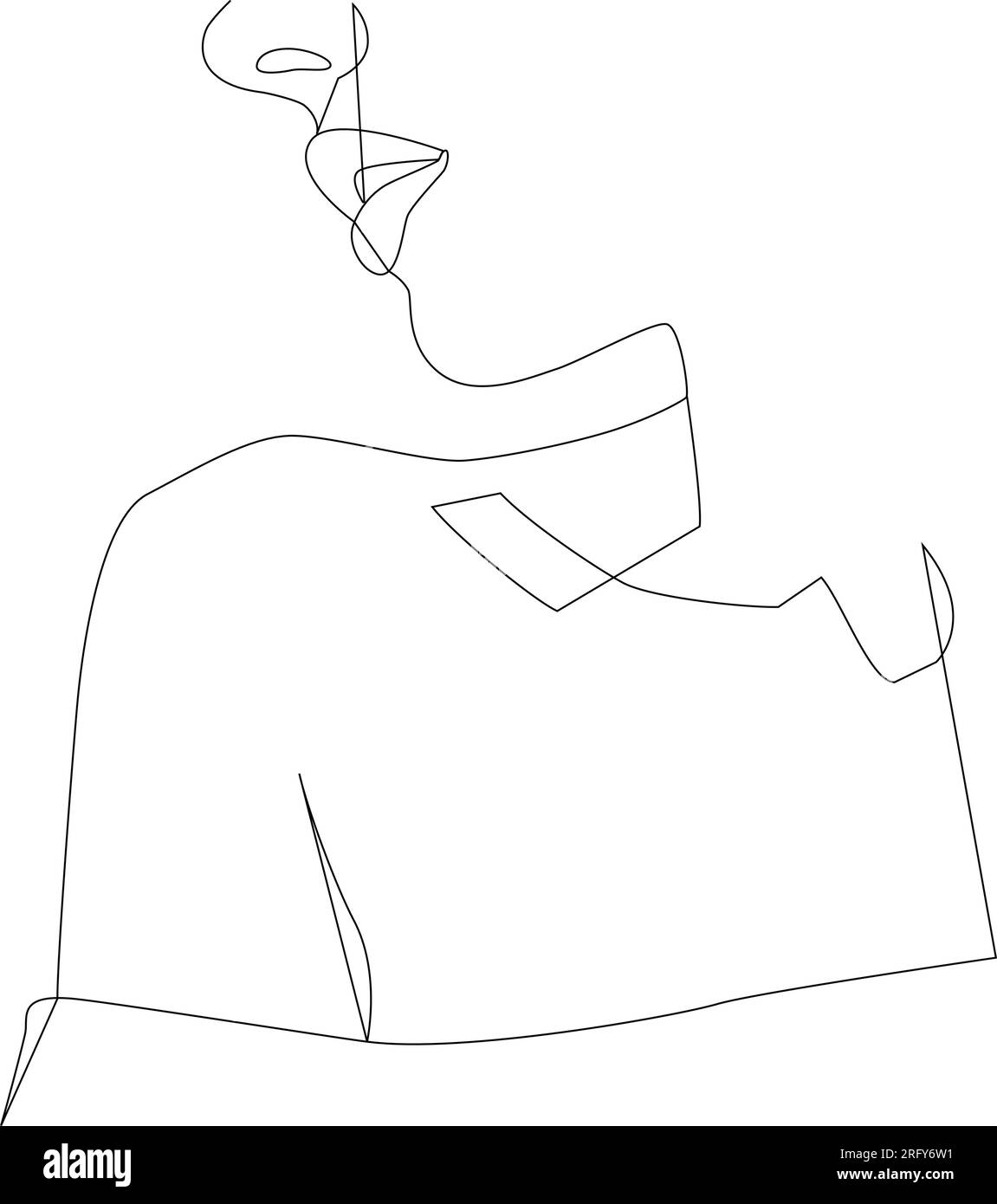Portrait along the lines. Fashionable linear portrait of a young ...