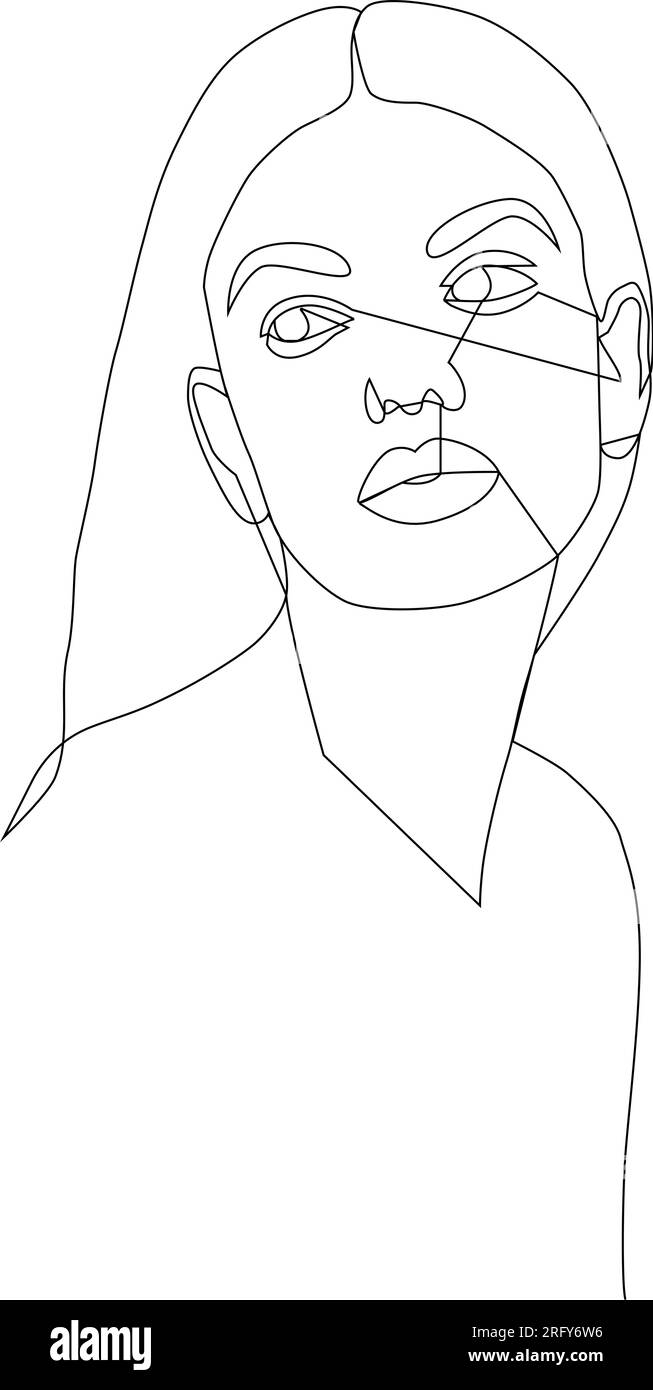 Portrait along the lines. Fashionable linear portrait of a young ...