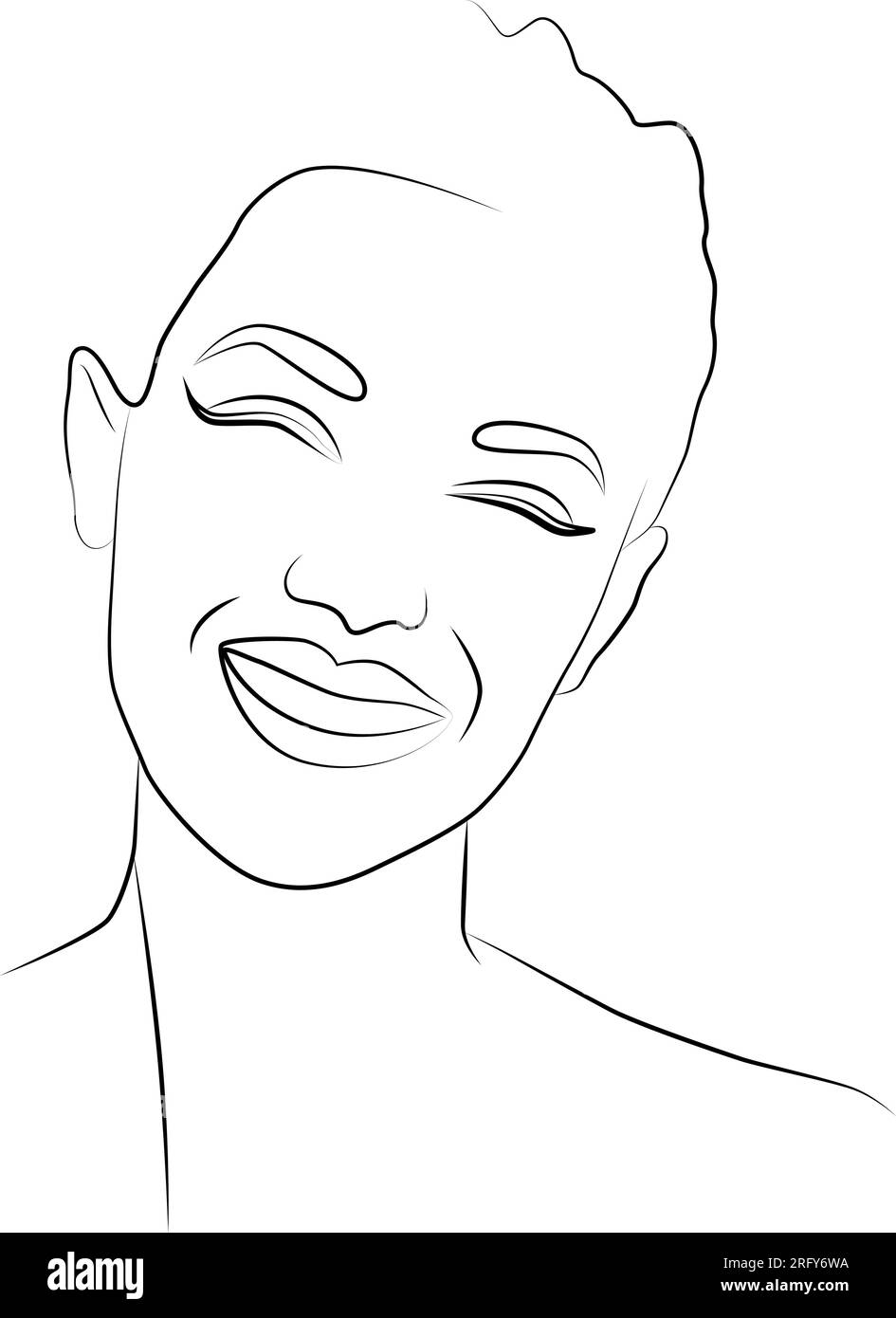 Portrait by line. Drawing of a woman. Artistic drawing of the female ...