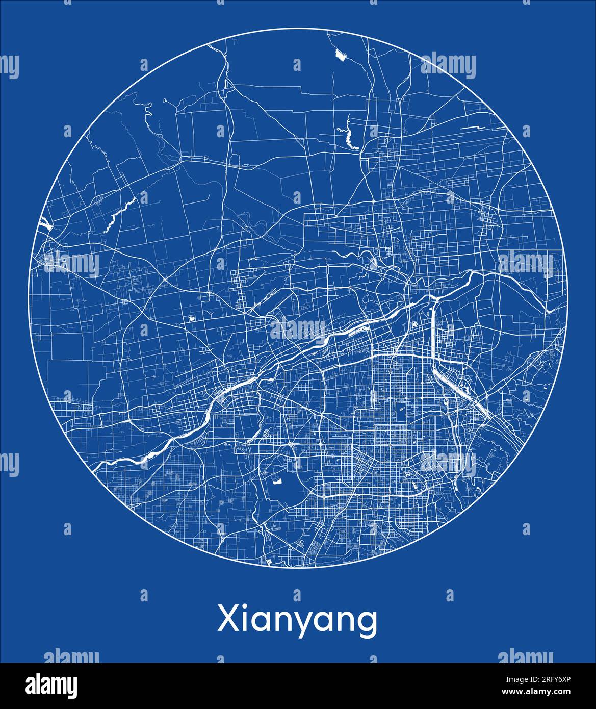 City Map Xianyang China Asia blue print round Circle vector illustration Stock Vector Image ...